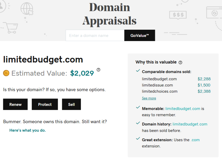 Beware of "Comparable domains sold" at GoDaddy appraisals ...