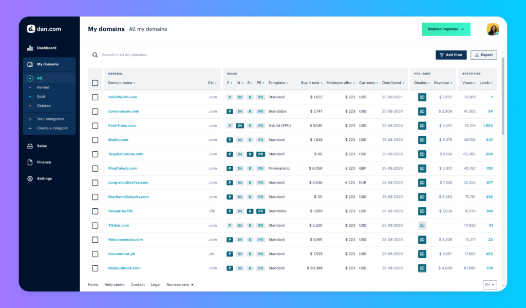 Dan improves domain portfolio management (and makes many other updates ...